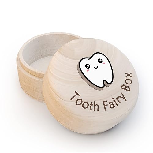 Azbuk Tooth Fairy Box for Boys Girls, Tooth Wooden Box and 3D Tooth ...