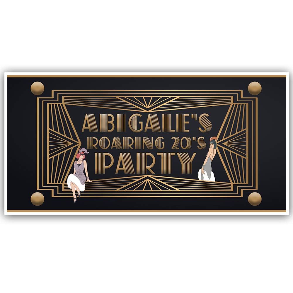 Amazon.com: Roaring 20's Happy Birthday Personalized Banner Party ...