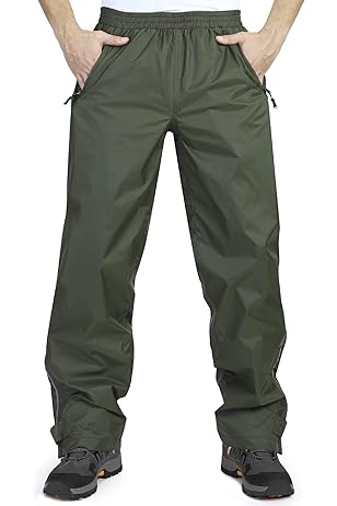 Men's Rain Pants, Waterproof Rain Over Pants, Windproof Outdoor Pants ...