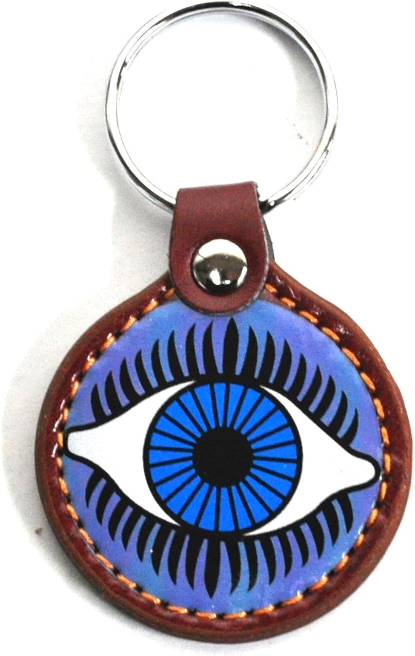 Eye Dark Blue Faux Leather Keychains Keyrings (Pack of 10): Amazon.co ...