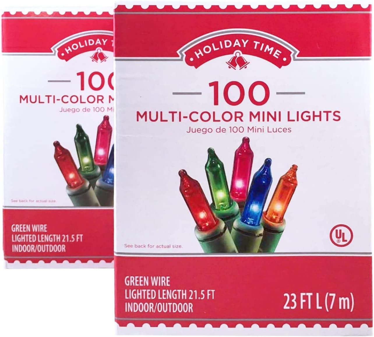 Amazon.com : Holiday Time 100 Multi-Color Mini Lights - Green Wire (2 ...