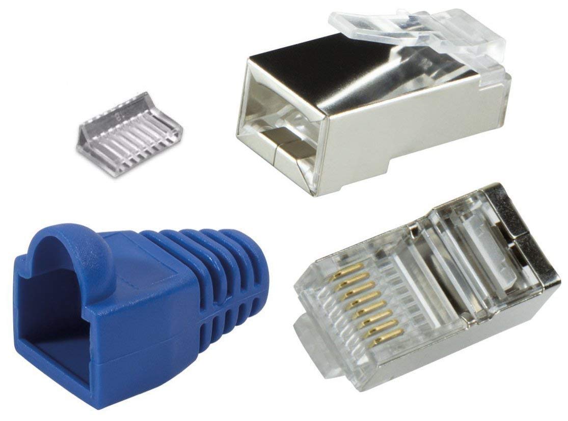 odedo® 20 Pack Crimp conector Cat 6/Cat 5e Azul Metal (apantallados con ...