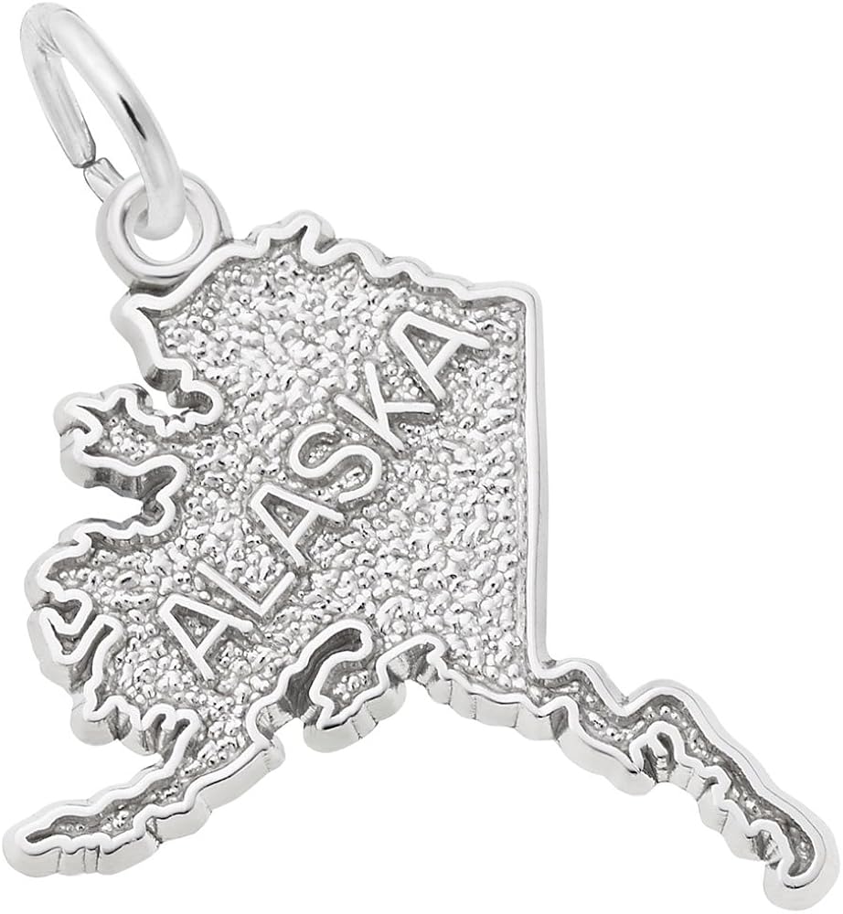Amazon.com: Alaska Charm in Sterling Silver, Charms for Bracelets and ...