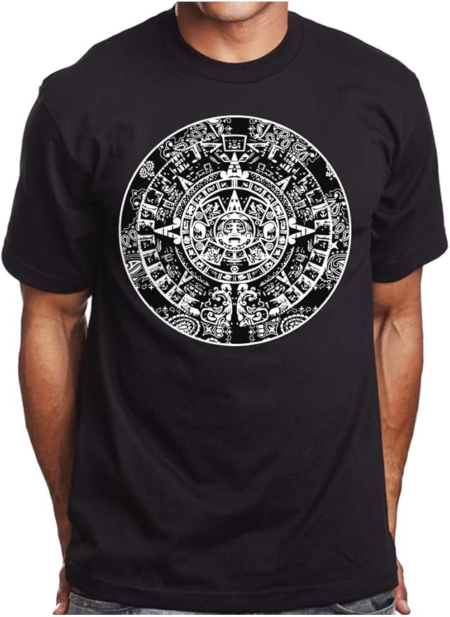Men's Mayan Calendar Aztec T Shirt Lowrider Cholo Aztec Warrior Graphic ...