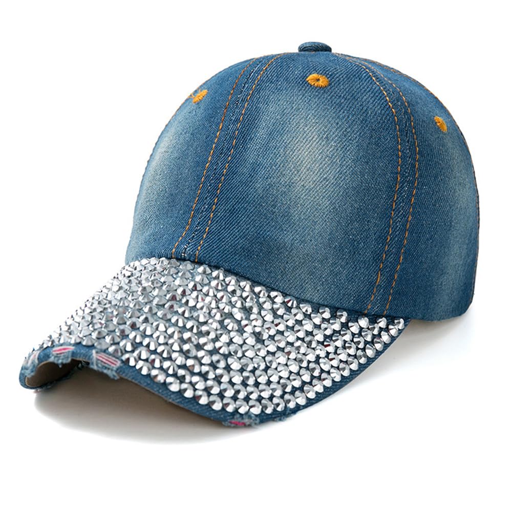 I LOVE TRUMP Gamusi Baseball Cap Denim Distressed Bling Rhinestone Hat ...
