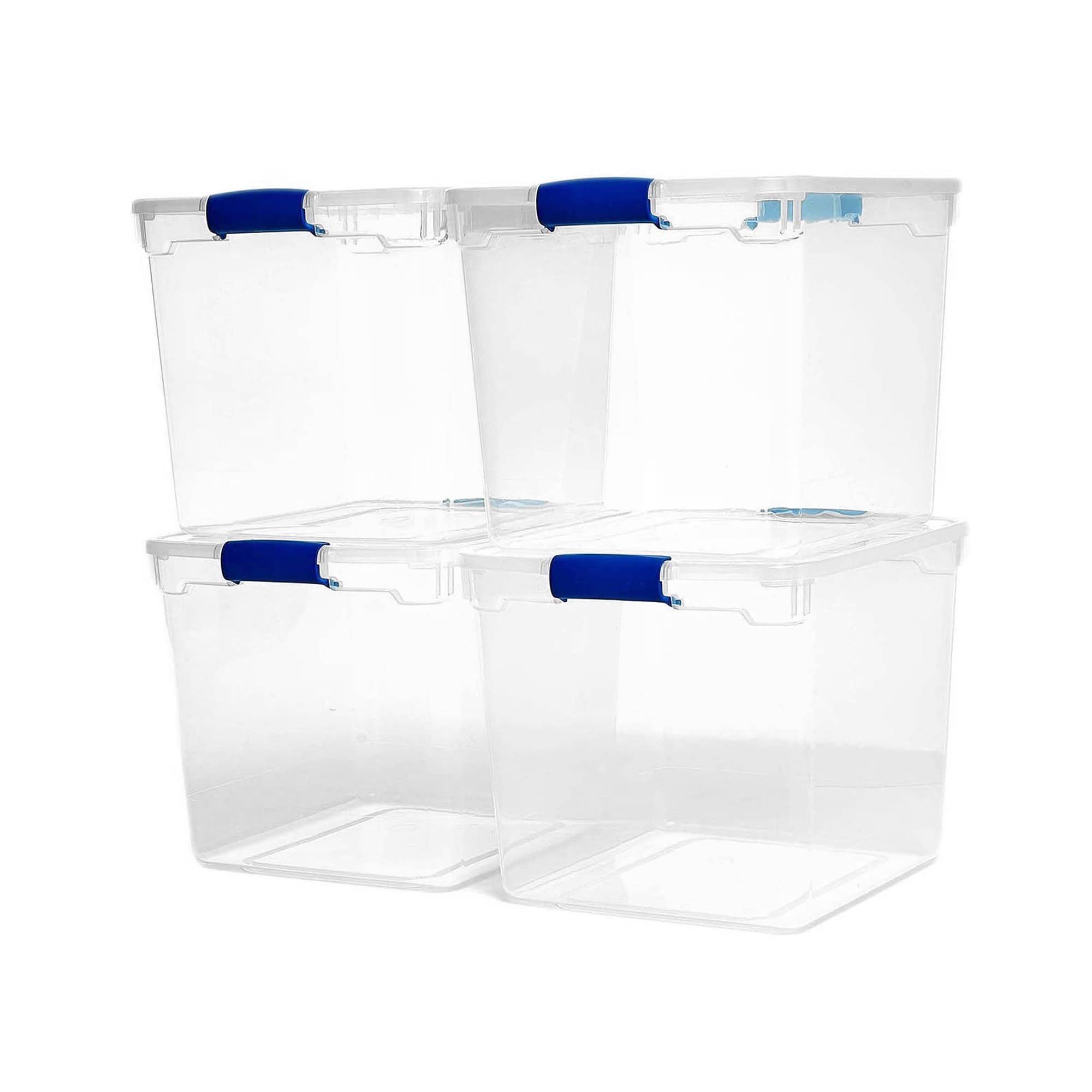 HOMZ 4-Pack Latching Lid, Large Clear Plastic Storage Bins with Lids ...