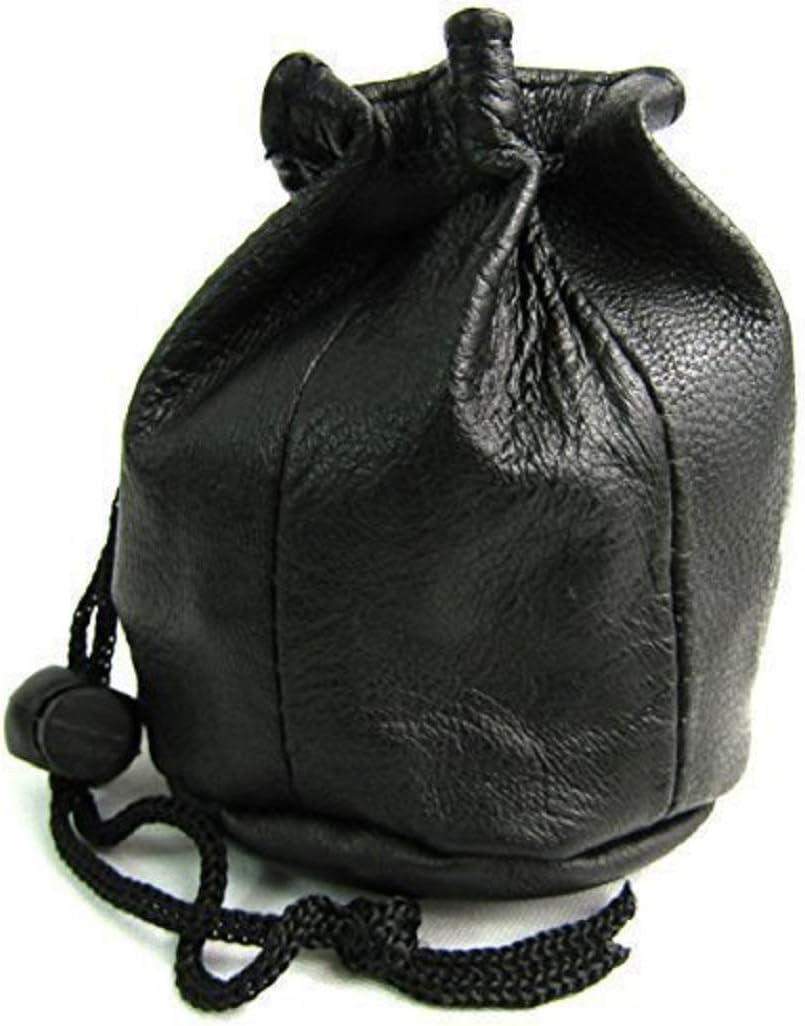 Unisex Drawstring Black Leather Pouch: Amazon.co.uk: Luggage