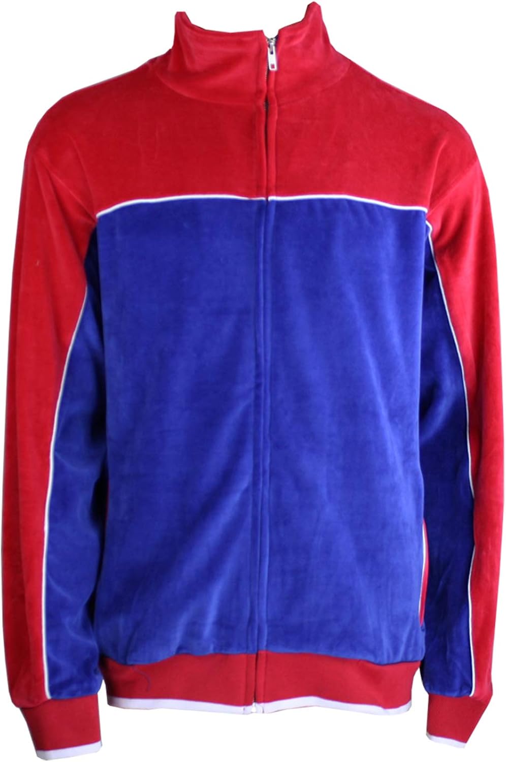 Sweatsedo Red White & Blue Mens Velour Track Jacket with Piping: Amazon ...