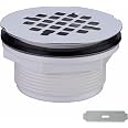 Brushed No Caulk Shower Drain, Hidrop PVC Compression Shower Floor ...