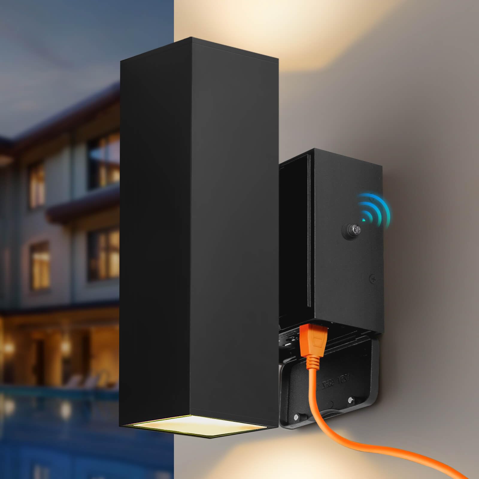 KIZON Outdoor Wall Light with Outlet, Dusk to Dawn Outdoor Lighting ...