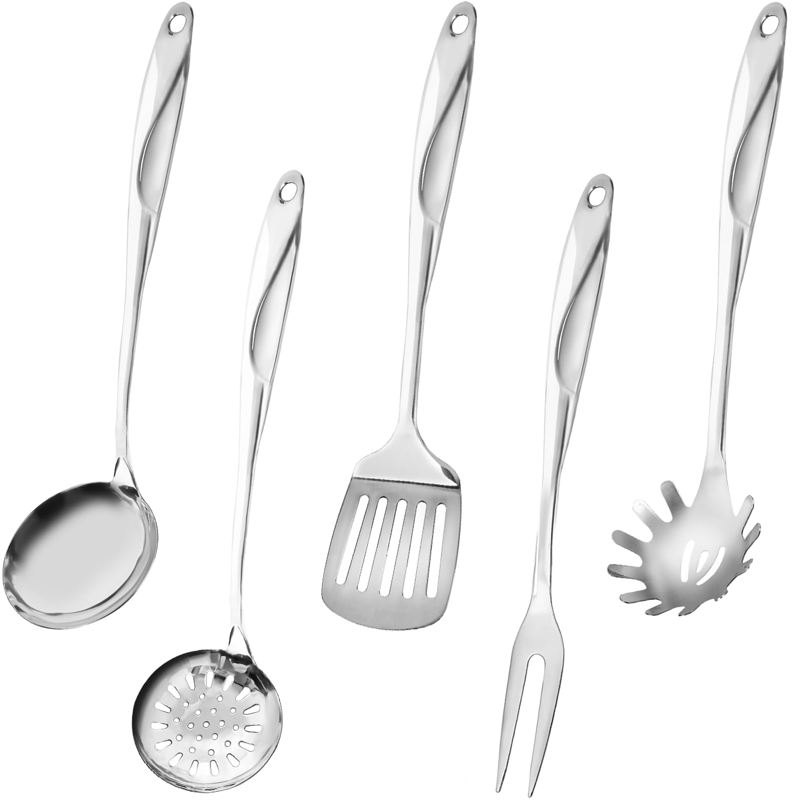 HAKSEN Cooking Utensils Set, 304 Stainless Steel Kitchen Utensil Set 5 ...