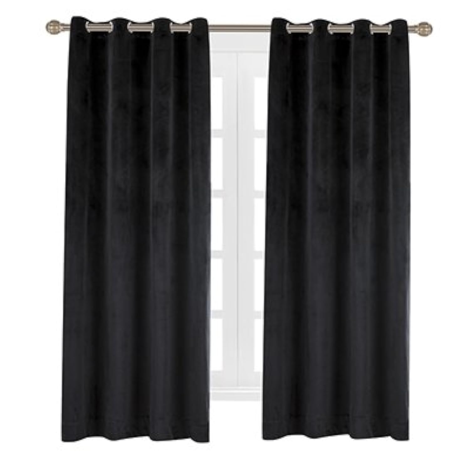 Cherry Home Set of 2 Heavy Velvet Flannel Blackout Window Curtains ...