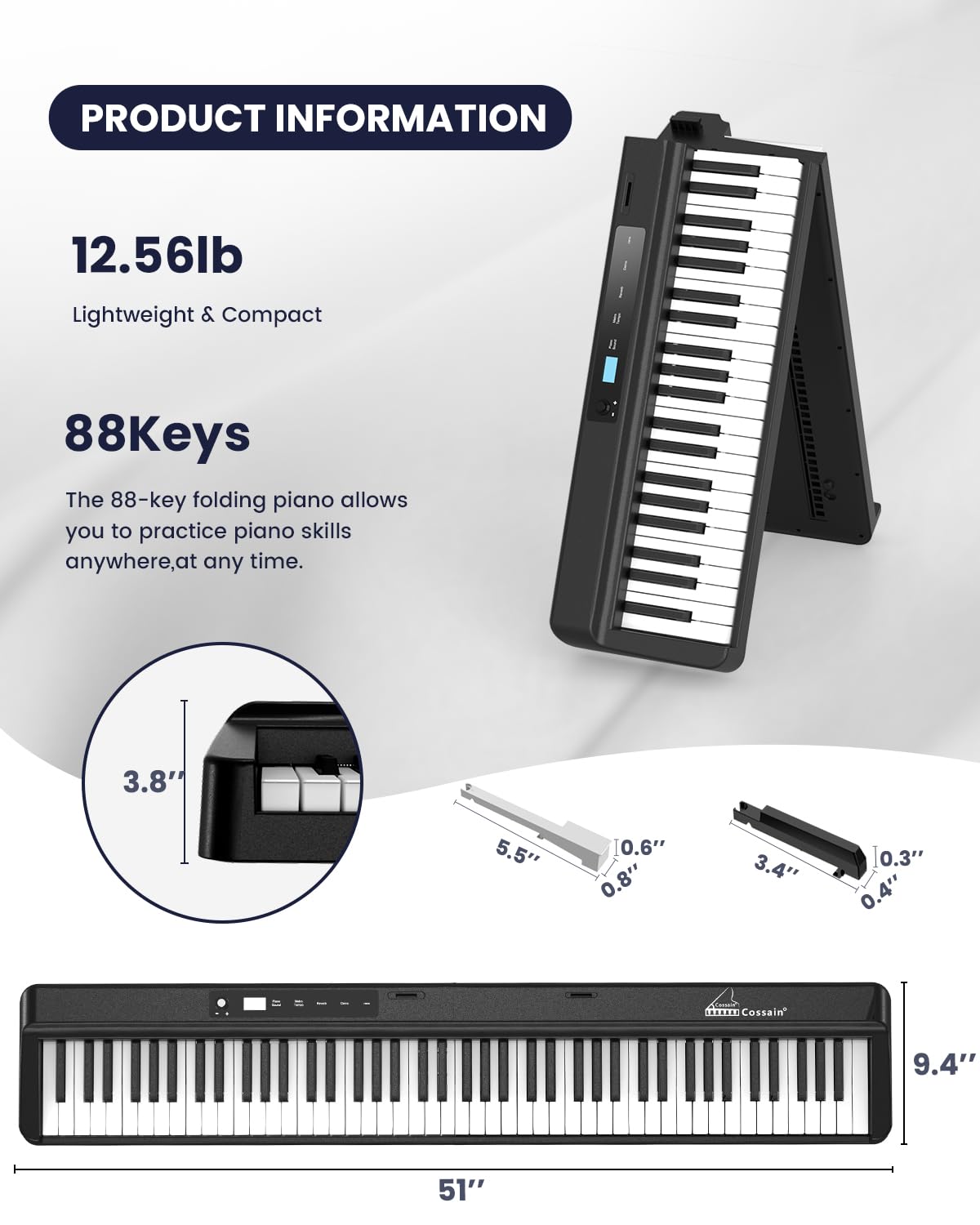Mua [2024 Upgraded] Full Size Digital Piano Keyboard, 88 Key Folding ...