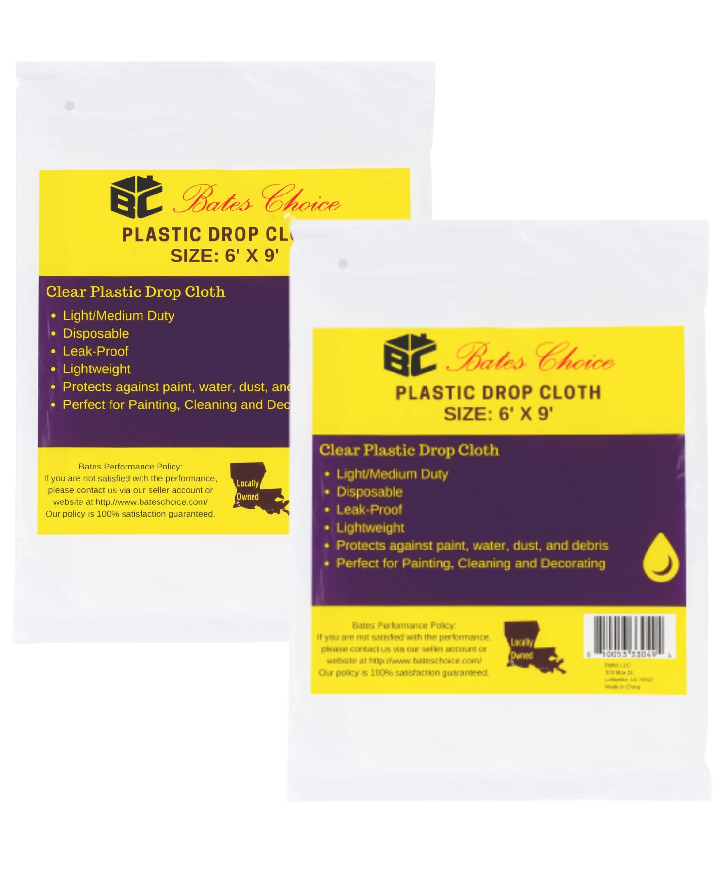 Mua Bates- Plastic Drop Cloth, 2 Pack, 6x9 Feet, Plastic Cover, Clear ...
