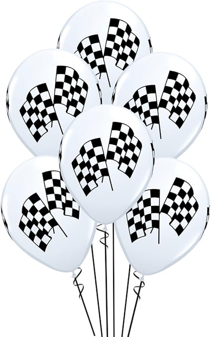 12 Checkered Racing Flag Balloons by Qualatex: Amazon.ca: Toys & Games