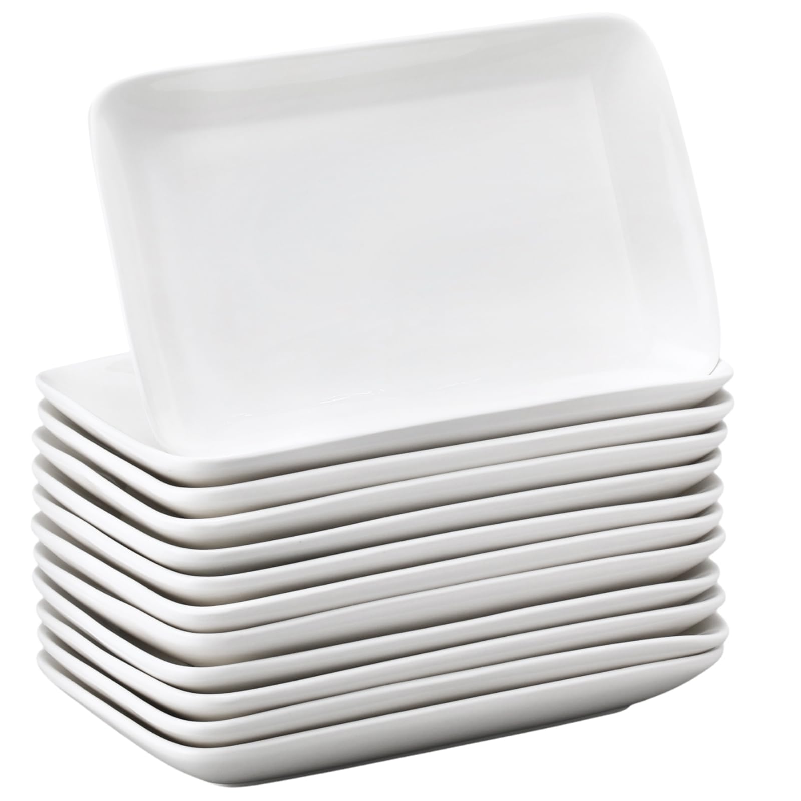 Irenare 12 Pcs 10 Inch Rectangular Salad Plates White Rectangular ...