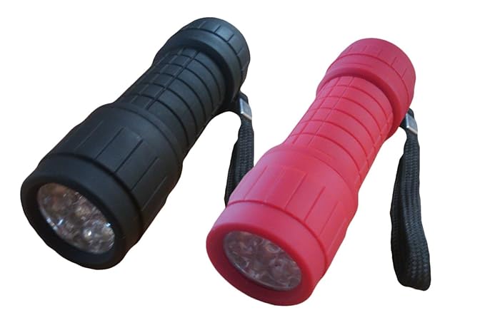 Super Bright 9 Ultra Bright LED Torch Red or Black with batteries ...