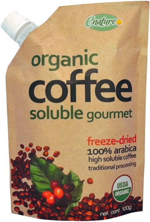 Enature Café Orgánico Soluble Liofilizado, Natural, 100 g: Amazon.com ...