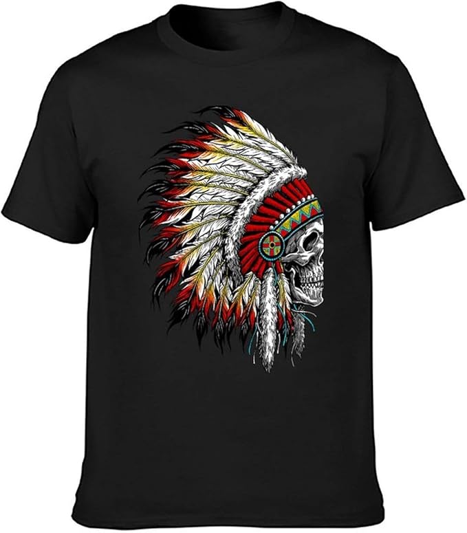 Camiseta de algodón indio nativo americano con cuello redondo y manga ...