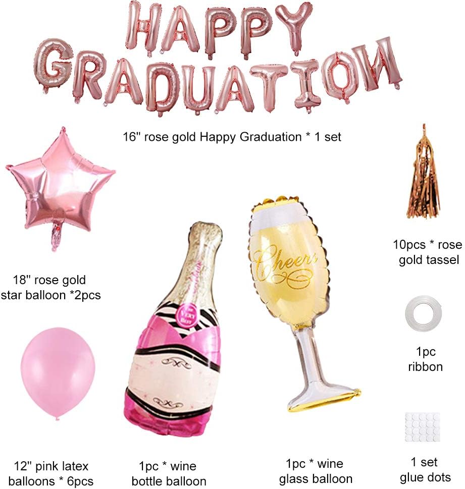 GRESAHOM Happy Graduation Balloons Decorations, 35pcs Rose Gold ...