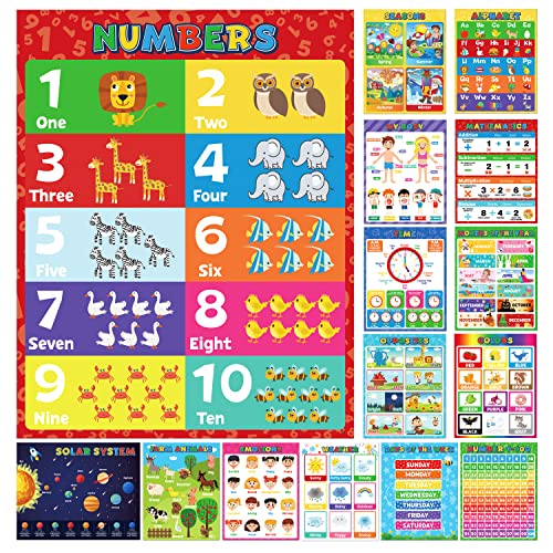 Educational Posters - 16 Pack for Toddler and Kid, Pre-K, Kindergarten ...