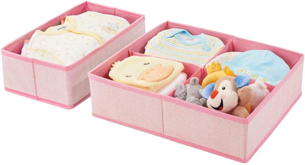 mDesign Set of 2 Children's Room Storage Boxes – Synthetic Fabric ...
