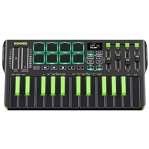 Donner 25 Mini Key MIDI Keyboard Controller, Portable USB-C MIDI ...