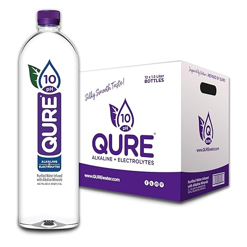 QURE Water, 1.5 Liter ( 50.7 fl oz ), Pack of 12 Bottled Water, 10 pH ...