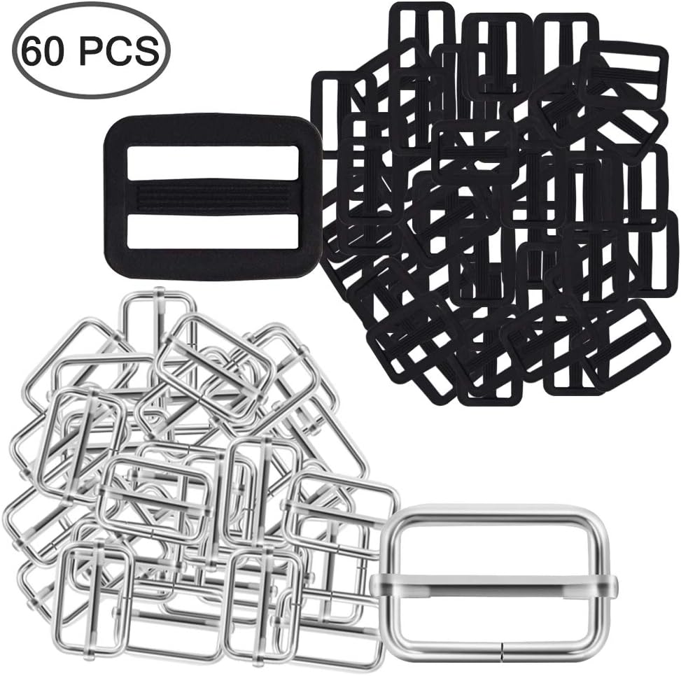 60 Pcs 1 inch Tri-Glides Slide, AFUNTA Metal & Plastic Rectangle ...