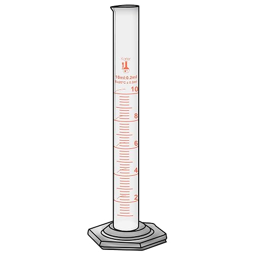 10ml Graduated Cylinder, Borosilicate 3.3 Glass, Single Metric Scale ...