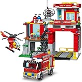 Amazon.com: HOGOKIDS City Fire Station Building Kit - 776 PCS Fire ...