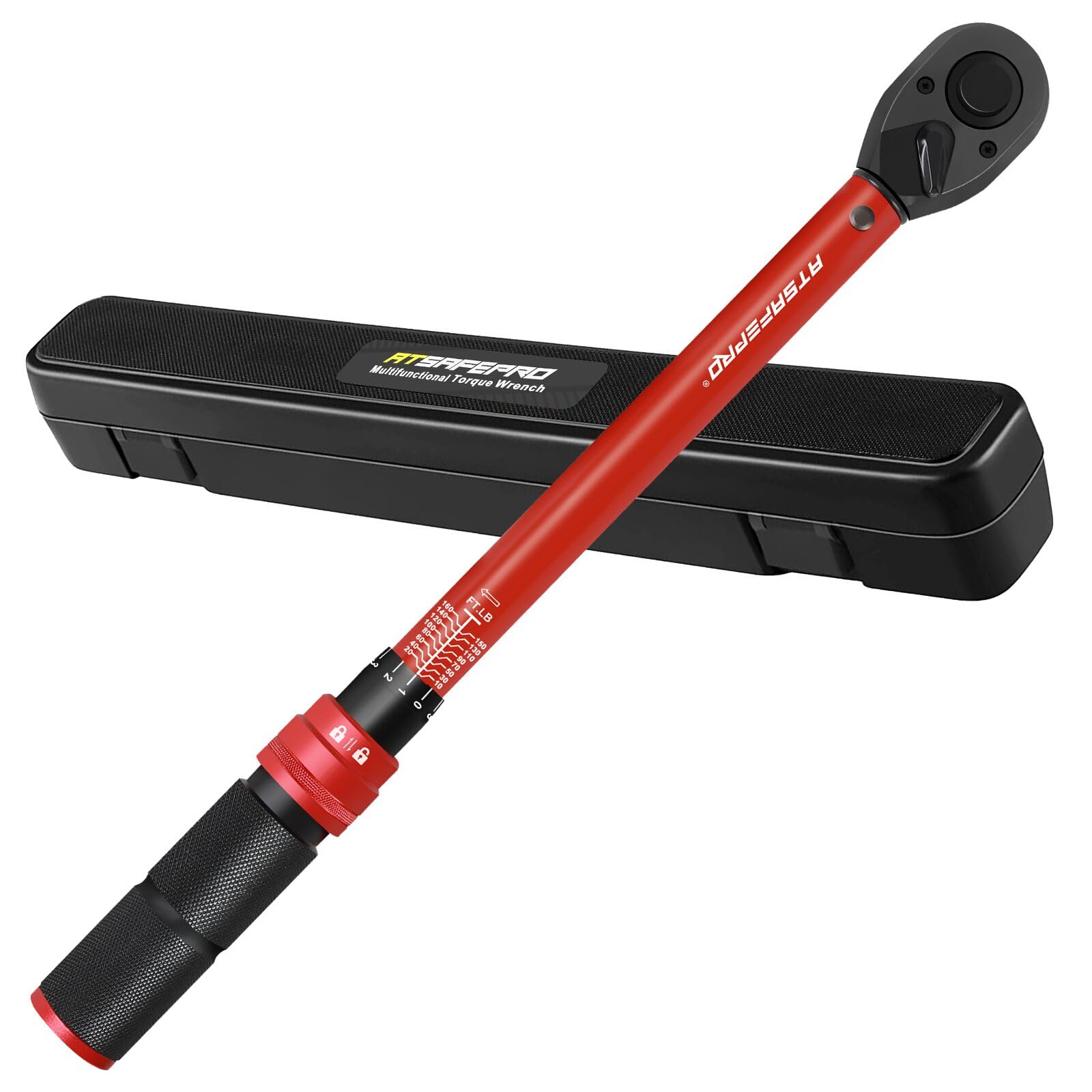 ATsafepro 1/2-Inch Drive Click Torque Wrench,10-160FT.LB/13.6-217.0N/M ...