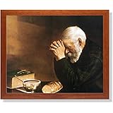 Daily Bread Man Praying At Dinner Table Grace Religious Picture Gold ...
