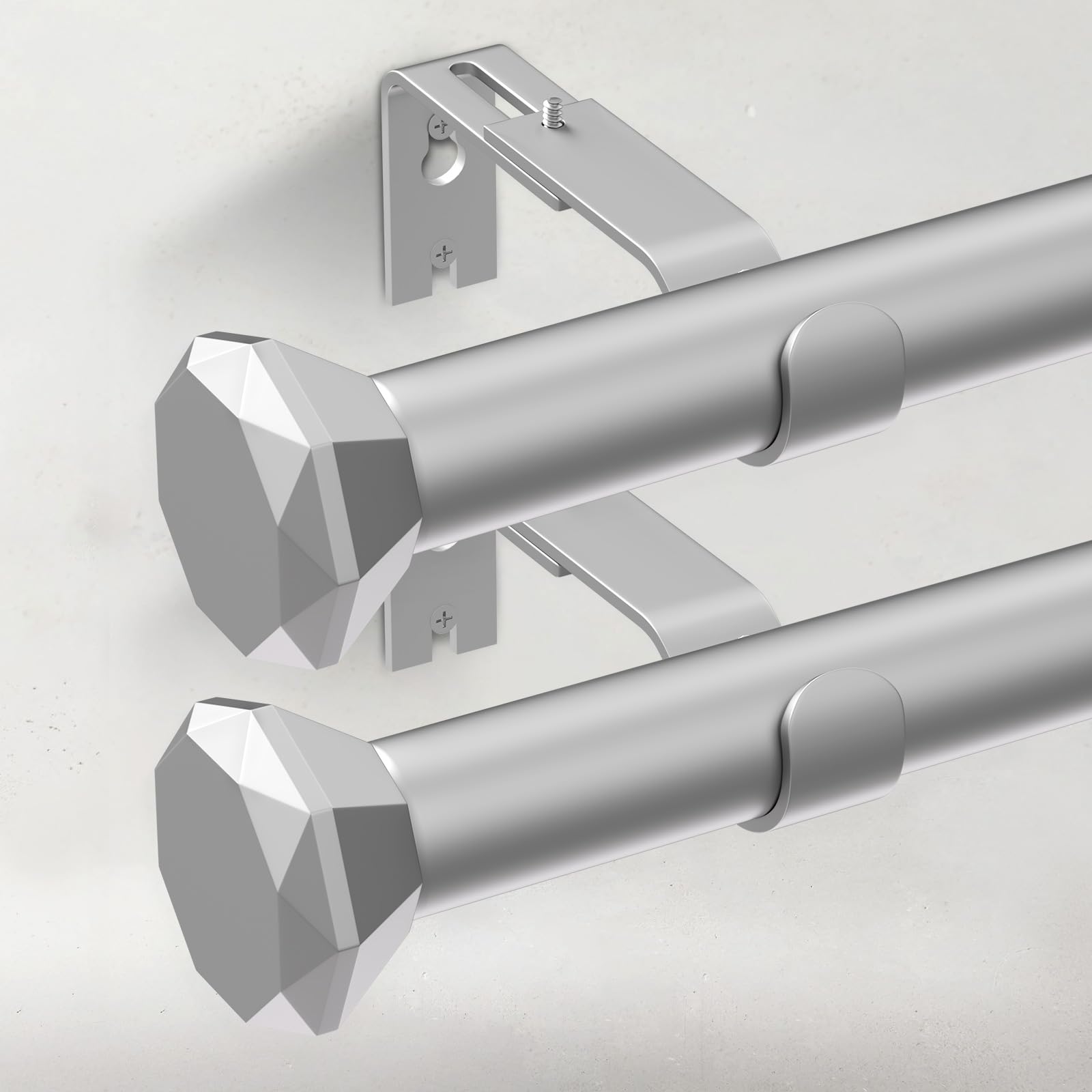 GEEBOBO 2 Pack Silver Curtain Rods for Windows 72 to 144 Inch, 1 Inch ...