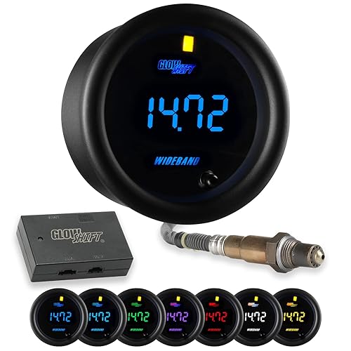 GlowShift Black 7 Color Digital Wideband Air/Fuel Ratio AFR Gauge Kit ...