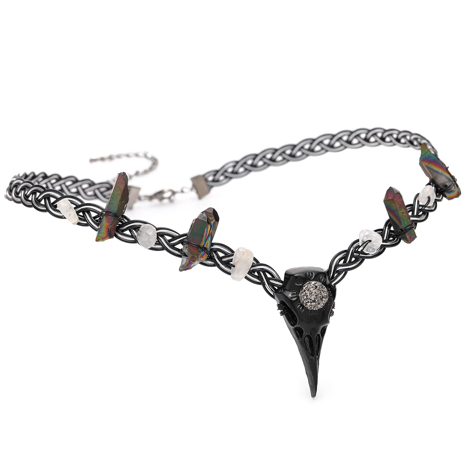 Gothic Black Raven Crystal Crown - Medieval Viking Raven Skull ...