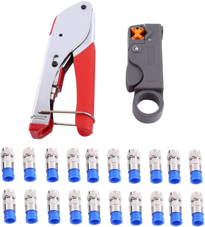 Coax Cable Crimper-Compression Tool Kit Wire Stripper RG6/RG59 ...