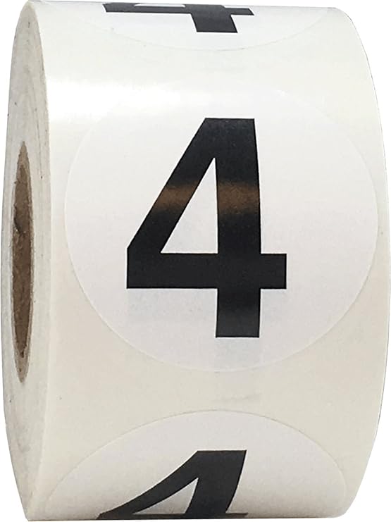 Amazon.com : Black Number 4 Circle Stickers, 1.5 Inches Round, 500 ...