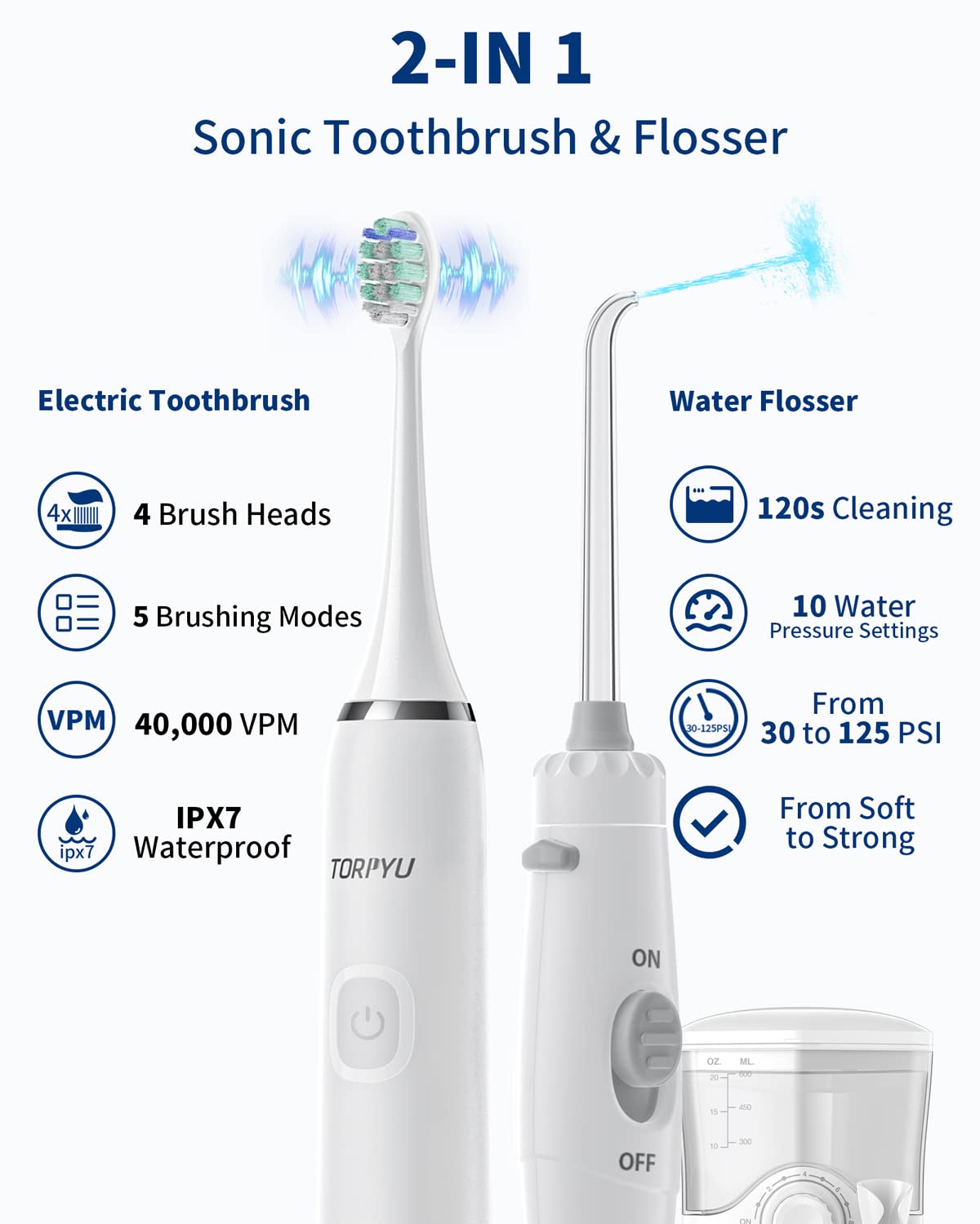 Mua Water Flosser and Toothbrush Combo with 11 Tips, Torpyu Electric ...
