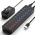Amazon.com: Powered USB 3.0 Hub, 11-Port USB Hub Splitter (7 Faster Data Transfer Ports+ 4 Smart ...