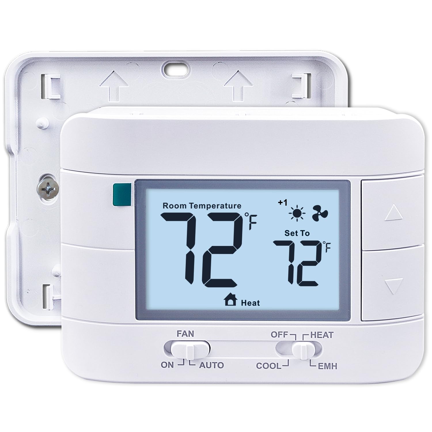 Mua 2 Heat/ 1 Cool Non-Programmable Thermostat for Home Heat Pump ...