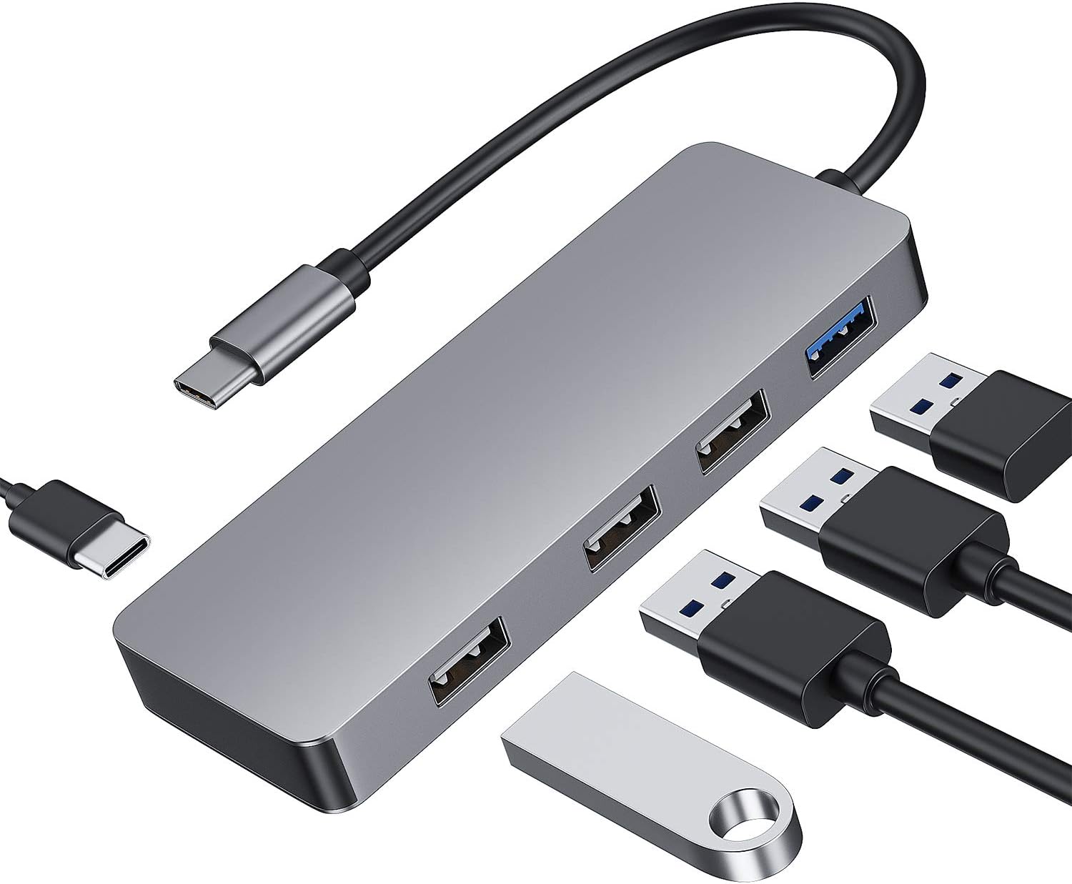 Adattatore Multiporta Hub USB C ,5 Porte per Trasferimento Dati,Adattatore USB 3.0/3 Porte USB 2 ...
