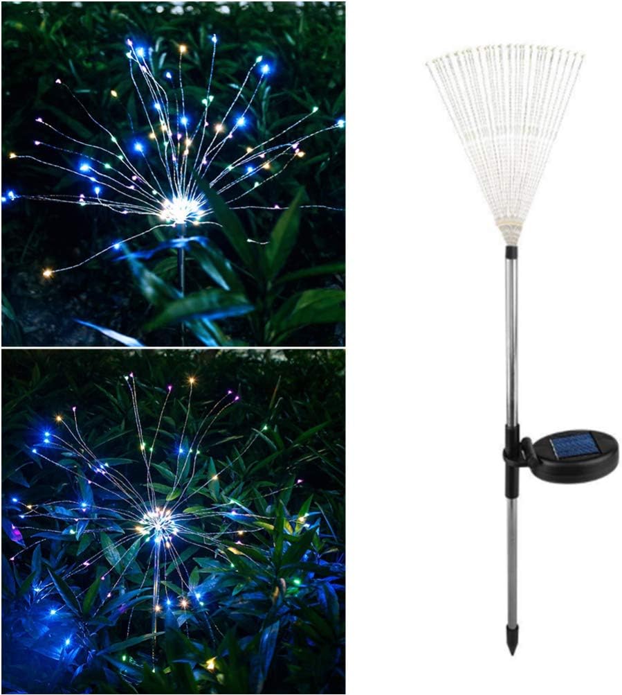 Uonlytech Solar Lights Outdoor Fireworks Solar Garden Lights Ground ...