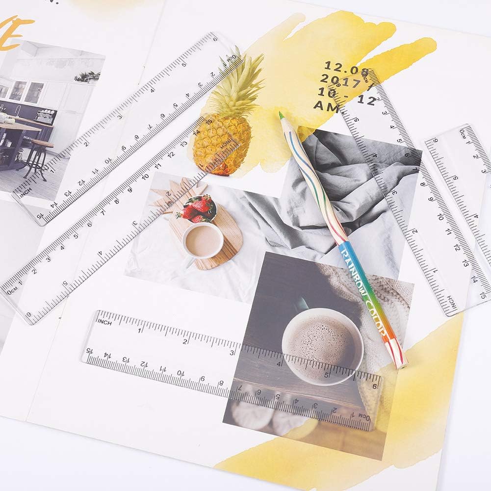 upain 15cm Ruler Set 10 Pack Shatterproof Clear Plastic Ruler 6 inch ...