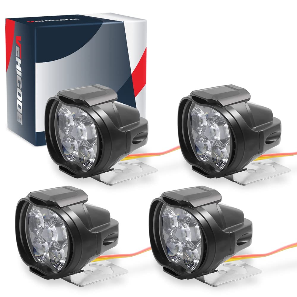 Mua VEHICODE Motorcycle LED Driving Fog Lights Kit White 2 Inch Black ...