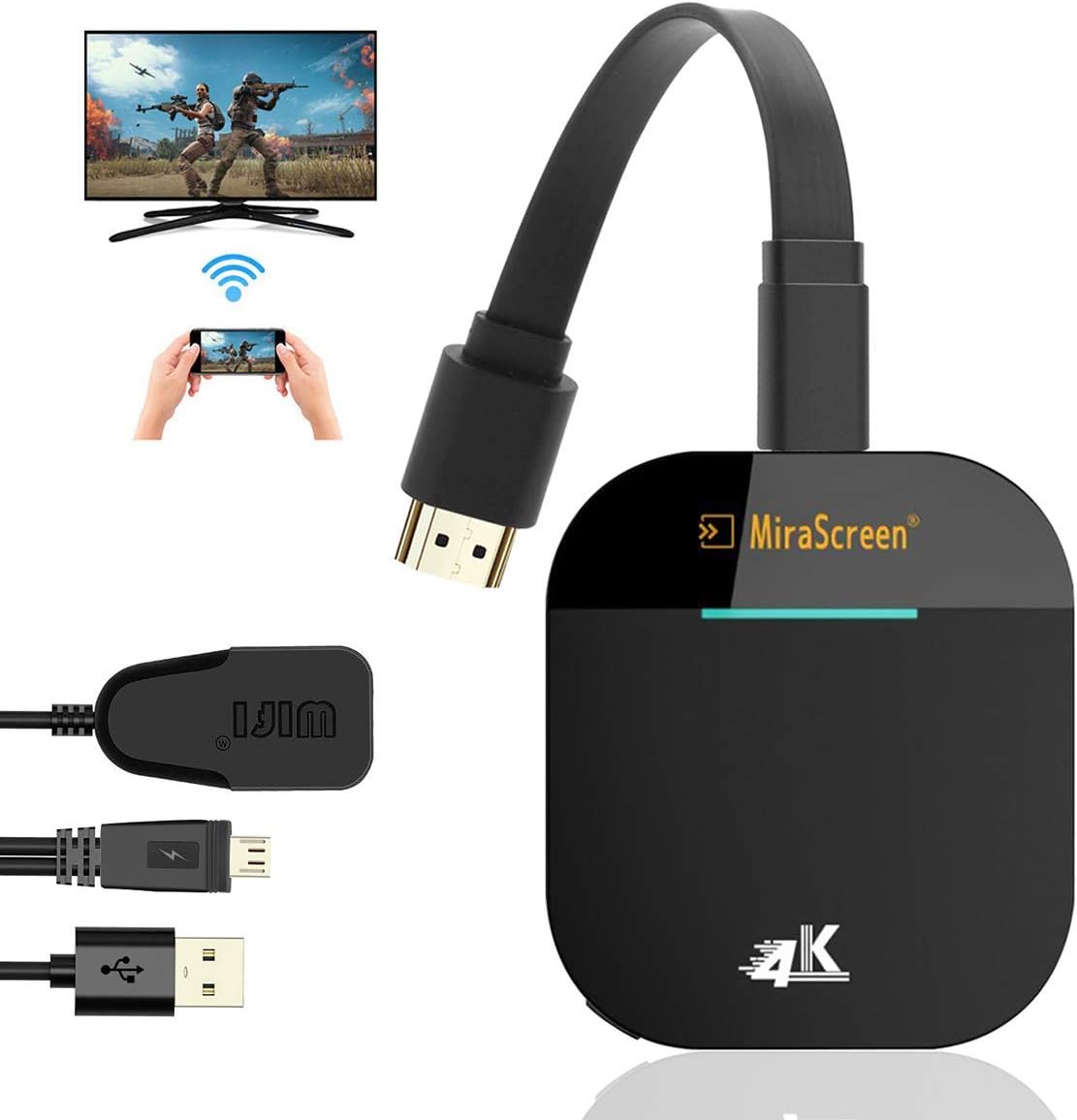 Wireless HDMI Display Dongle 4K HDR, 2.4G/5G WiFi Vidéo Récepteur ...