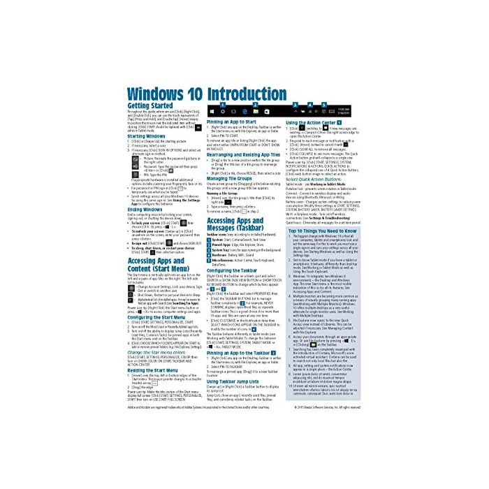 Buy Windows 10 Introduction Quick Reference Guide (Cheat Sheet of ...