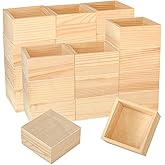 Amazon.com: 12-Pack Square Wood Box Unfinished Small Wooden Boxes for ...