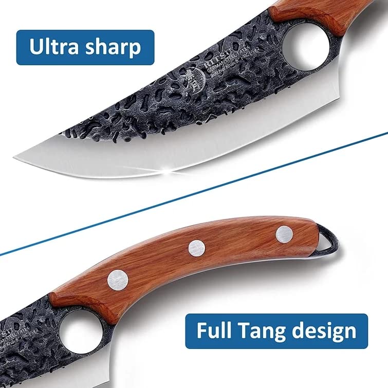 RITSU Viking Knife - 6 Inch Boning Knife Hand Forged Butcher Knife ...