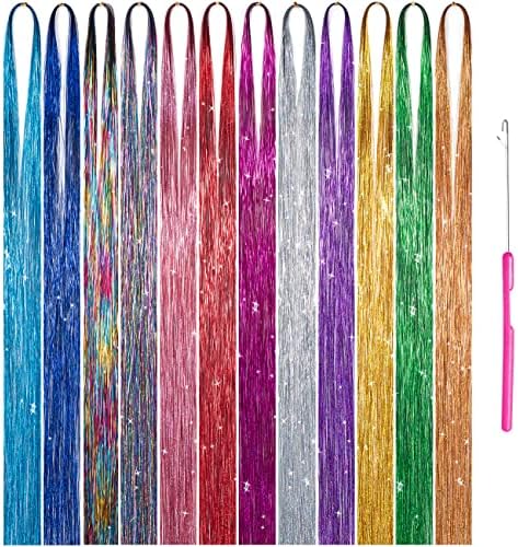 Xinxinshuyu Hair Tinsel Strands 12 Colors 2800 Stands In Set Sparkling